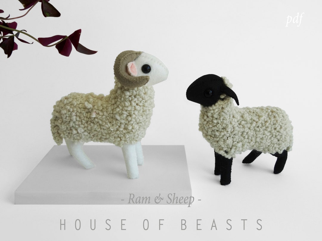Ram & Sheep. DIY Embroidered Felt Animal. Sewing Pattern and Guide. - Etsy