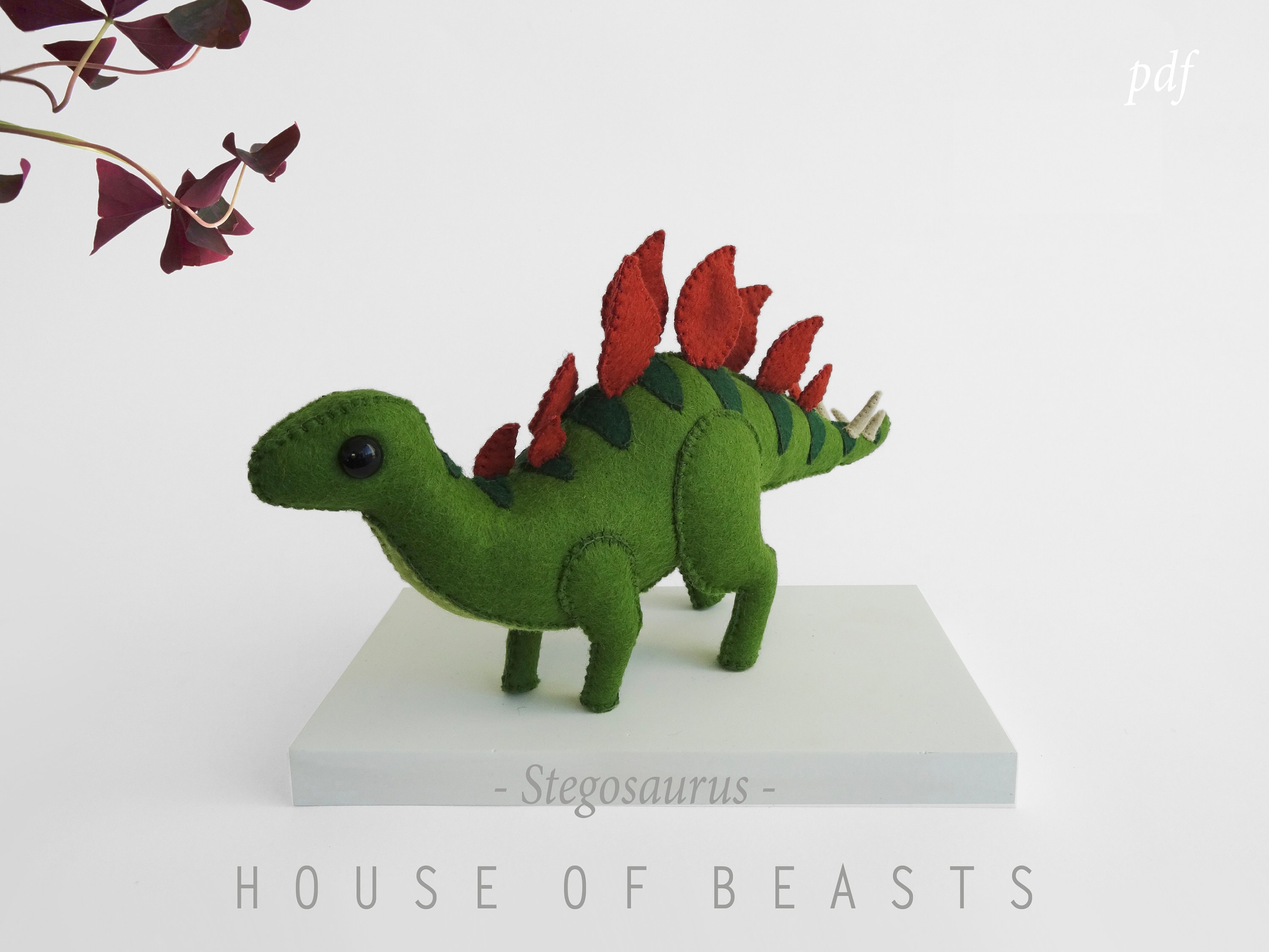 Stegosaurus Dinosaur. DIY Stuffed Felt Animal Pattern and | Etsy