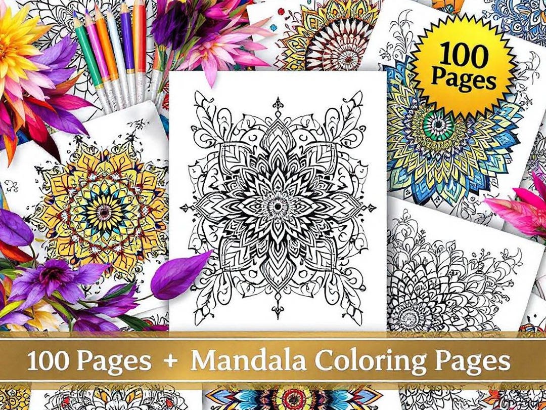 100 Mandala Coloring Pages: Adult Art Therapy (PDF Download) - Etsy