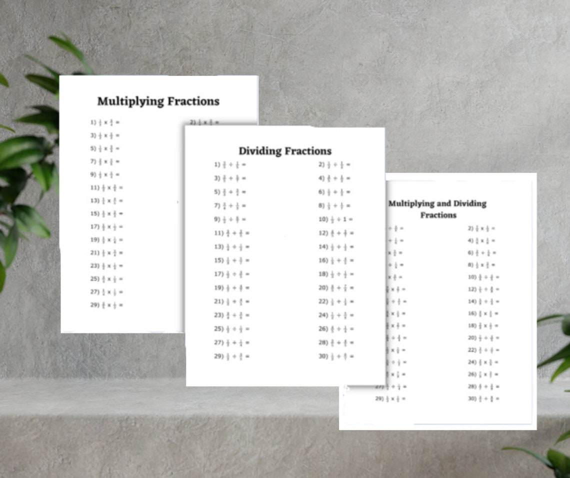 5th Grade Multiplying and Dividing Fractions School Worksheets - Etsy