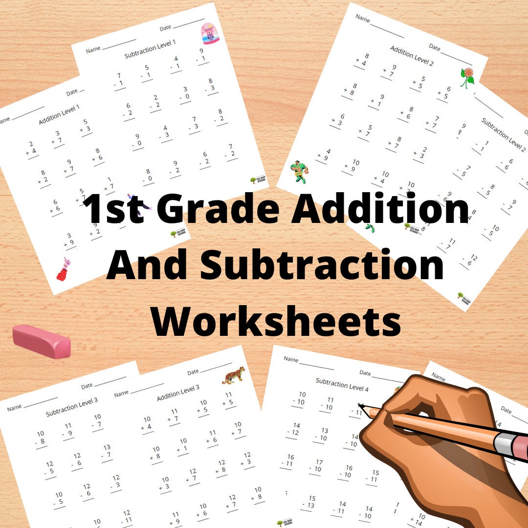 1st Grade Addition & Subtraction Problems School Worksheets - Etsy