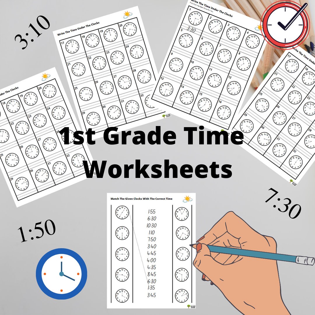 1st Grade Clock Activities for Learning to Tell Time Worksheets - Etsy