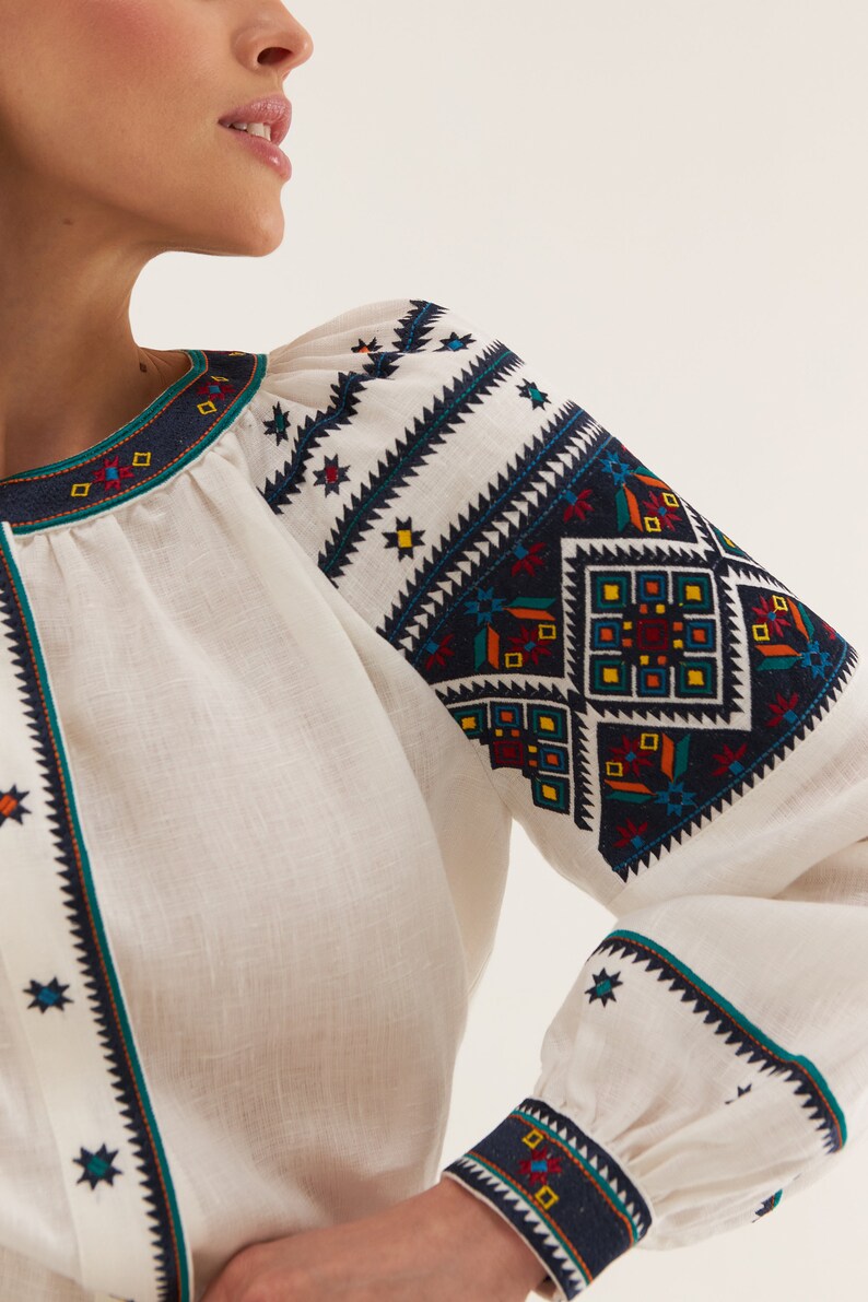 Modern Ukrainian Vyshyvanka, Linen Blouse, Summer Blouse for Her ...