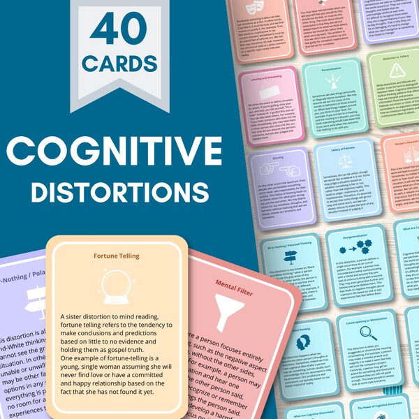 Cognitive Distortions Cards - Etsy
