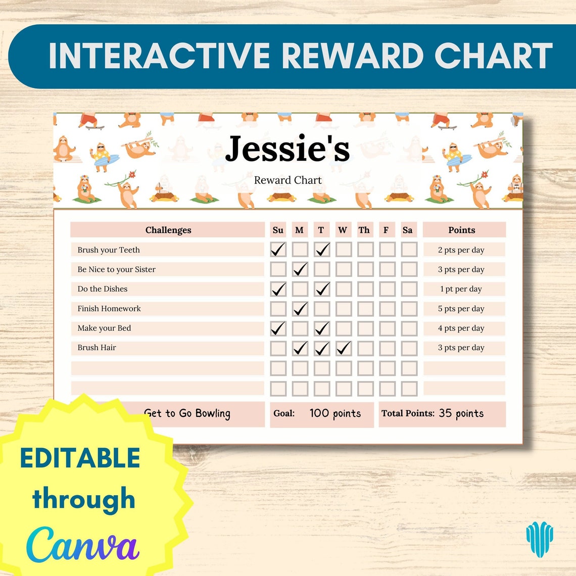 Kids Chore Chart Custom Reward Chart Printable Afternoon - Etsy