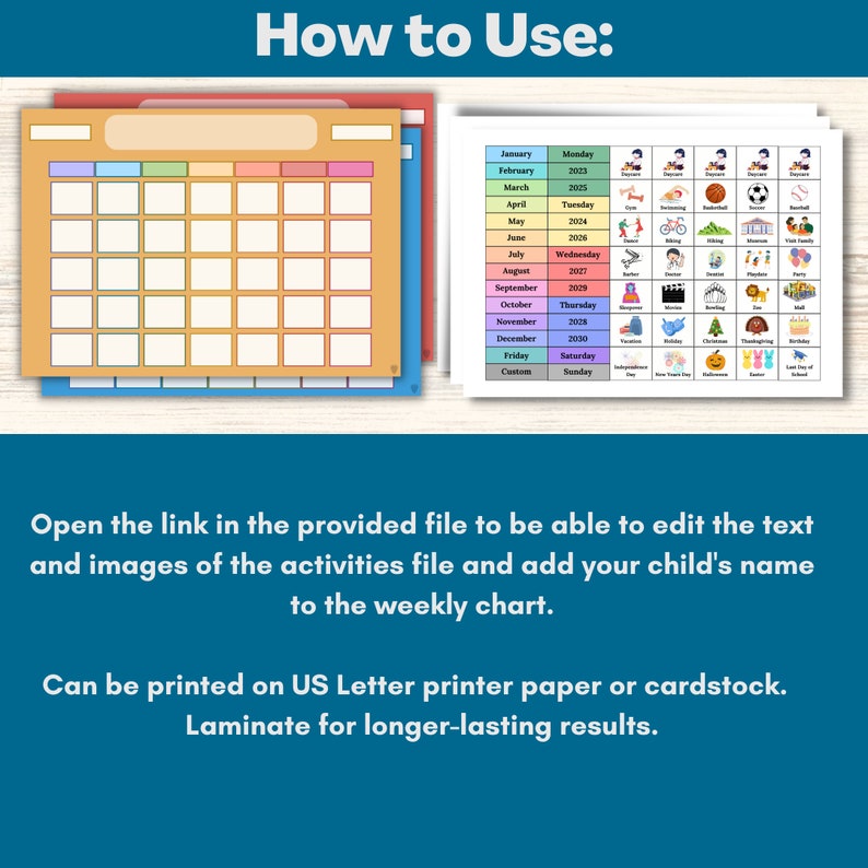 Editable Weekly Visual Routine Chart With Cards Picture - Etsy Australia