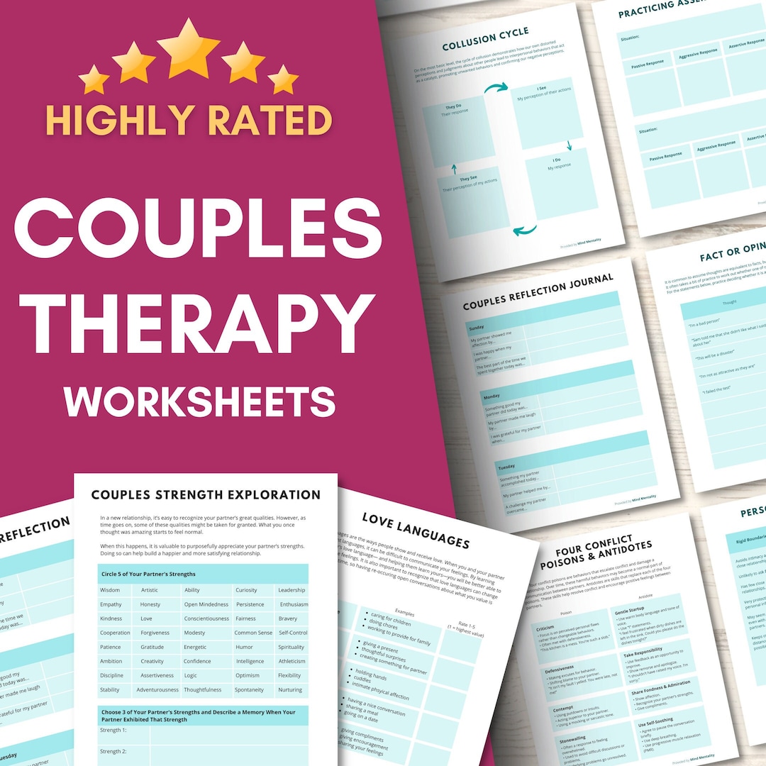 Couples Therapy Worksheets Couples Counseling CBT Worksheets Cognitive ...