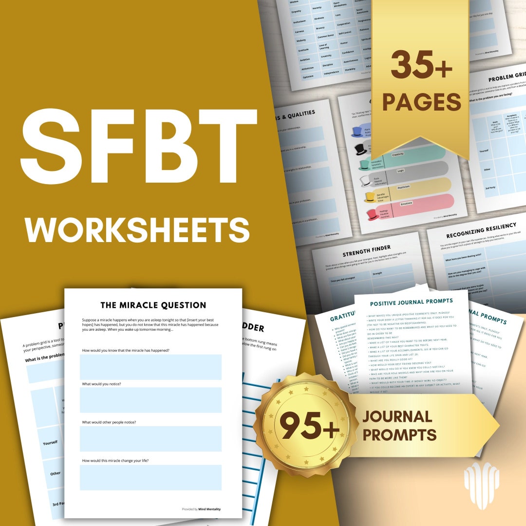 Solution Focused Therapy Worksheets SFBT Worksheets SFBT Questions ...