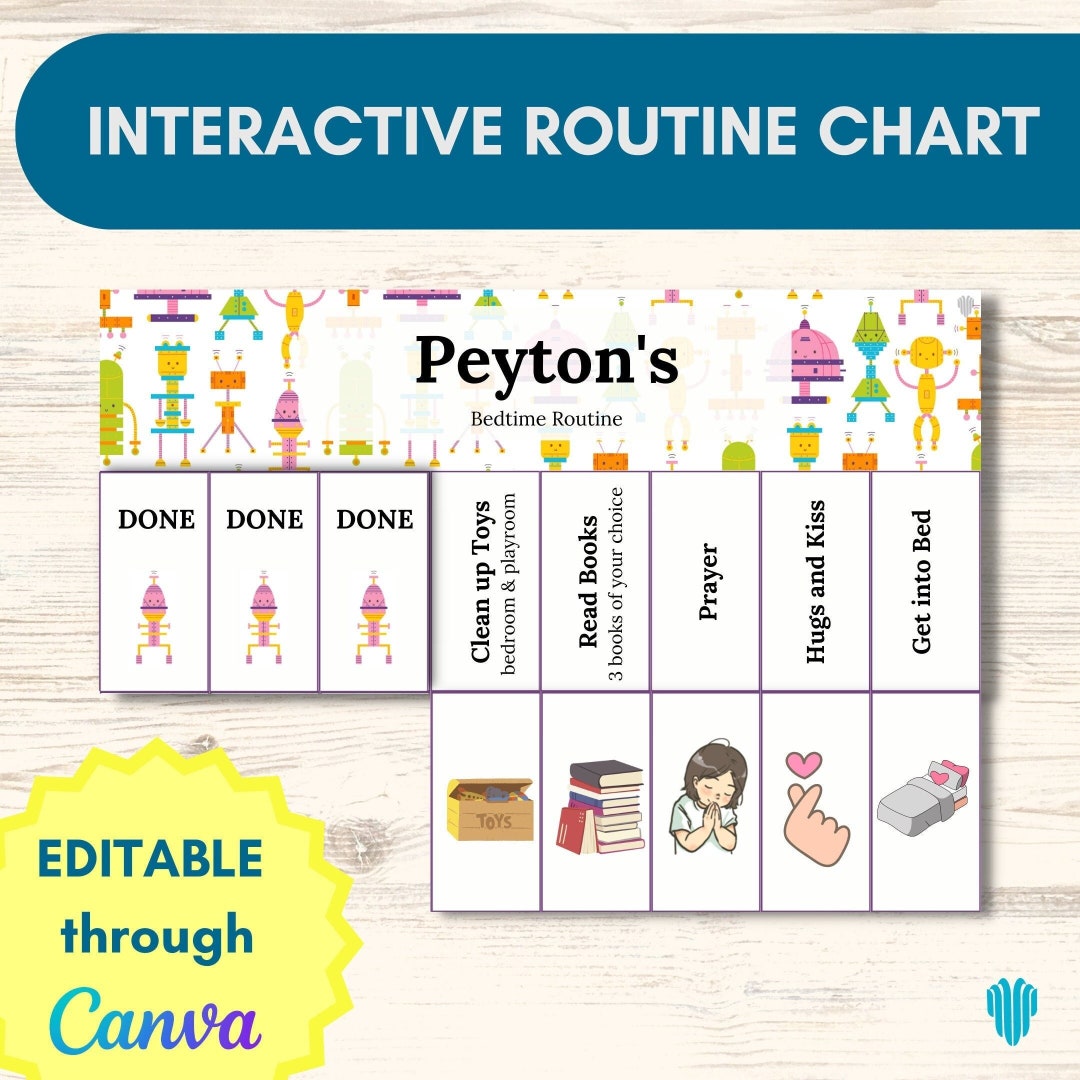Bedtime Routine Editable Bedtime Routine Chart Editable - Etsy