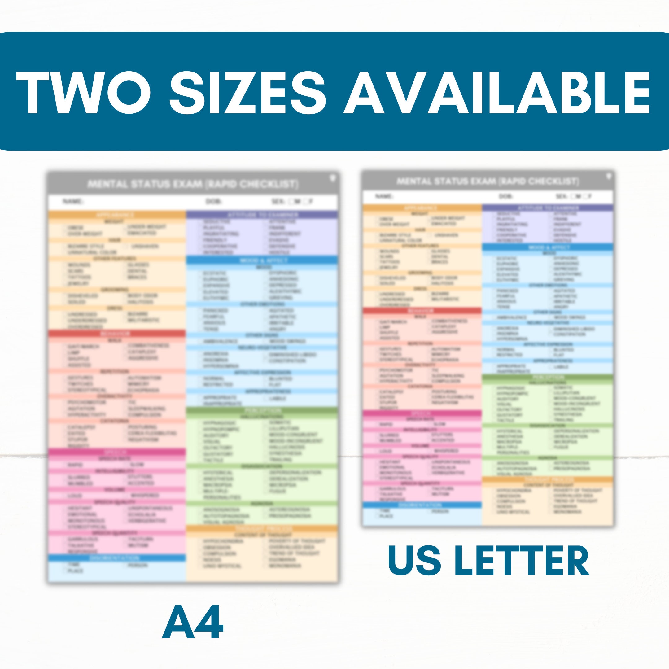 MSE-6 Cheatsheet MSE Cheatsheet Therapist Counselor - Etsy Australia