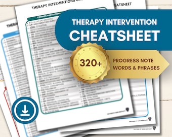 Therapist Intervention List, Clinical Terms Reference Sheet, Progress ...