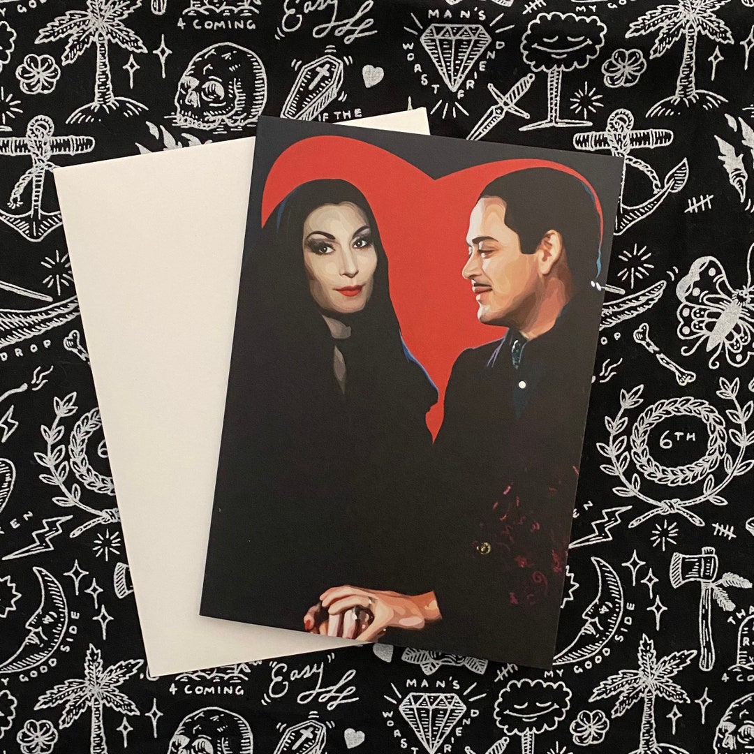 Morticia and Gomez Inspired A6 Greeting Card the Addams Family Print ...