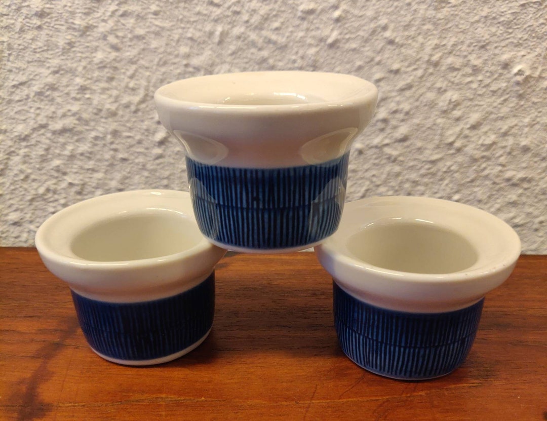 Rörstrand KOKA Blue Set of 3 Egg Cups - Made in Sweden, Rorstrand Koka ...