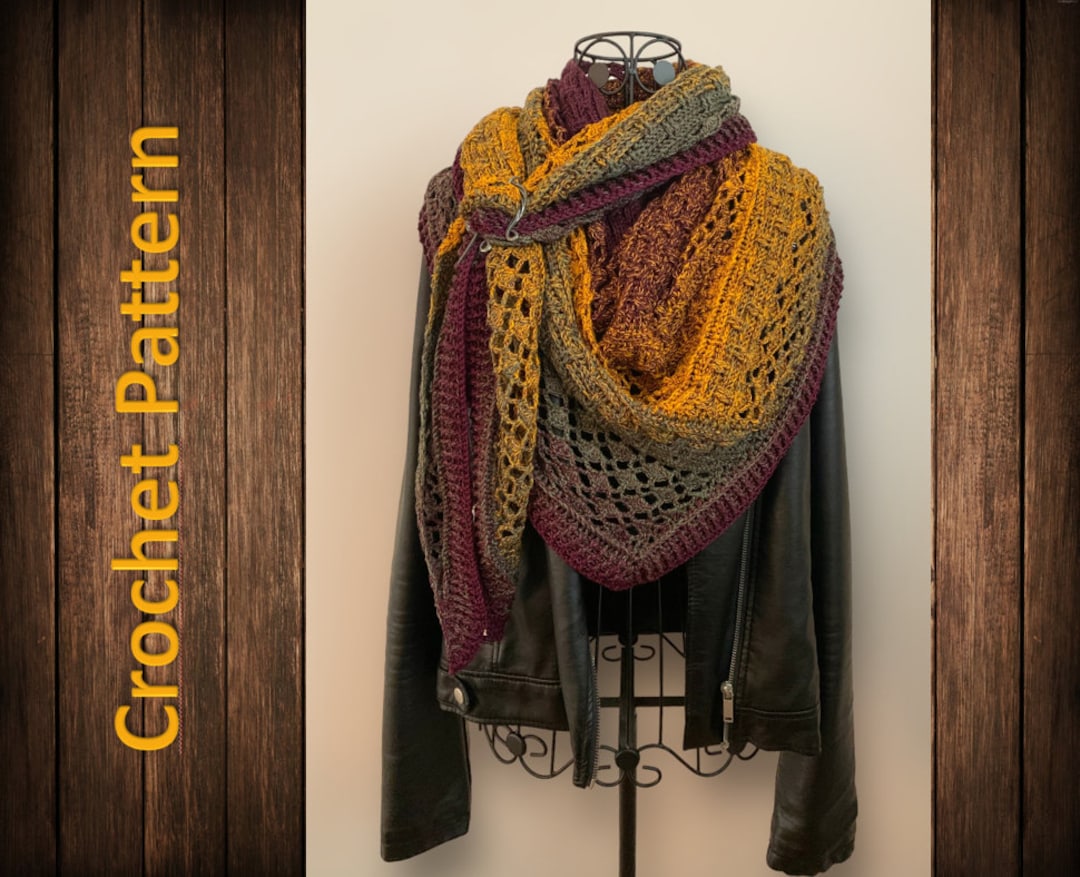 Crochet Pattern Flat Triangular Scarf "styx" - Etsy
