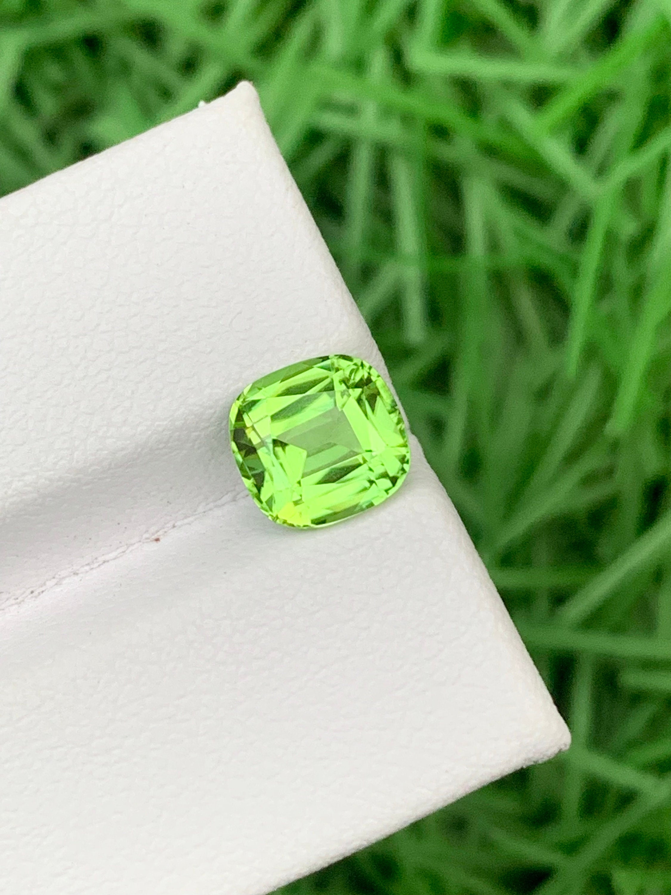 Peridot Cut Stone for Engagement Ring , Cushion Cut Hummingbird Green ...
