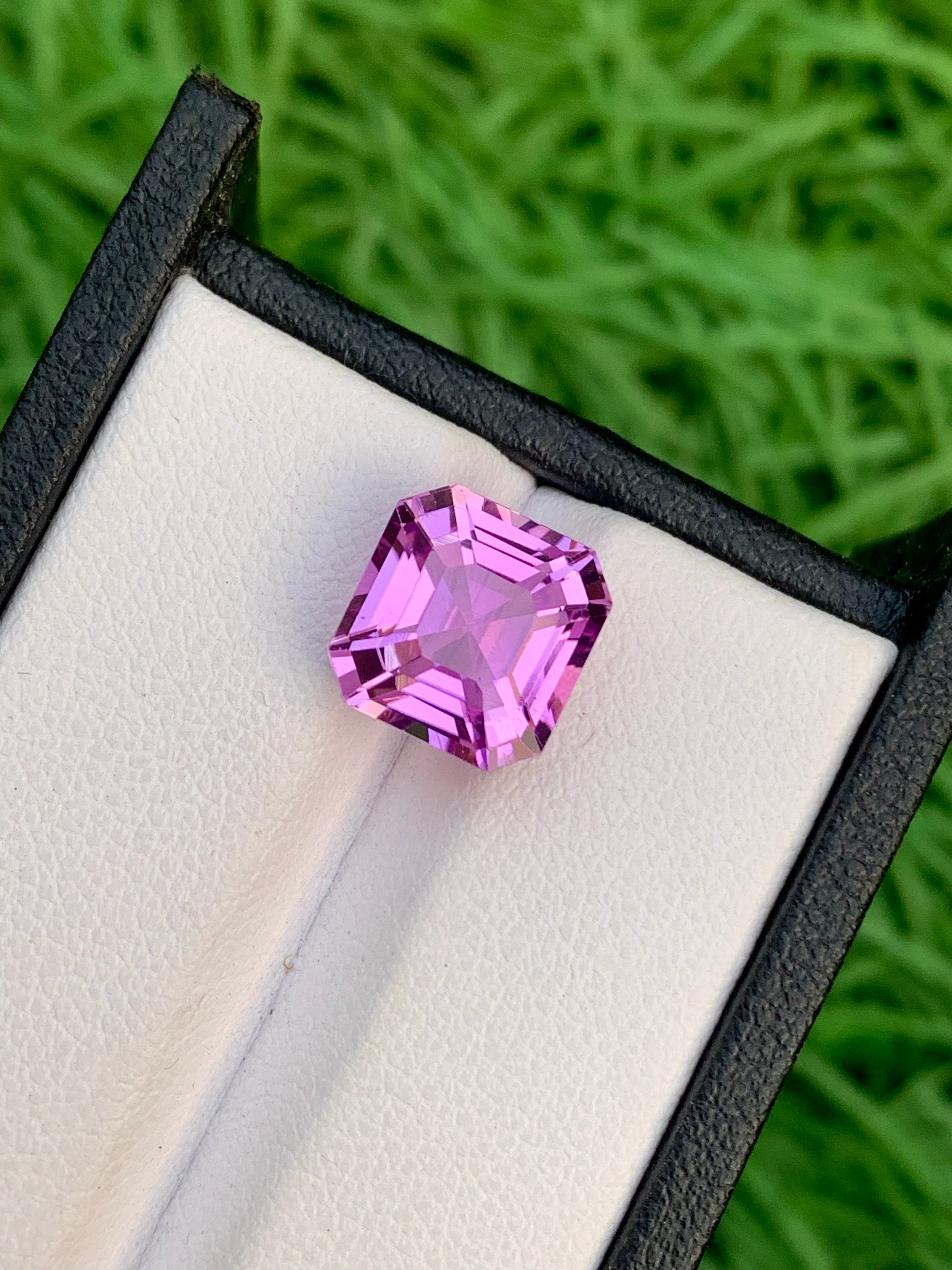 Natural Kunzite Loose Gemstone, Deep Pink Asscher Cut Natural Kunzite ...