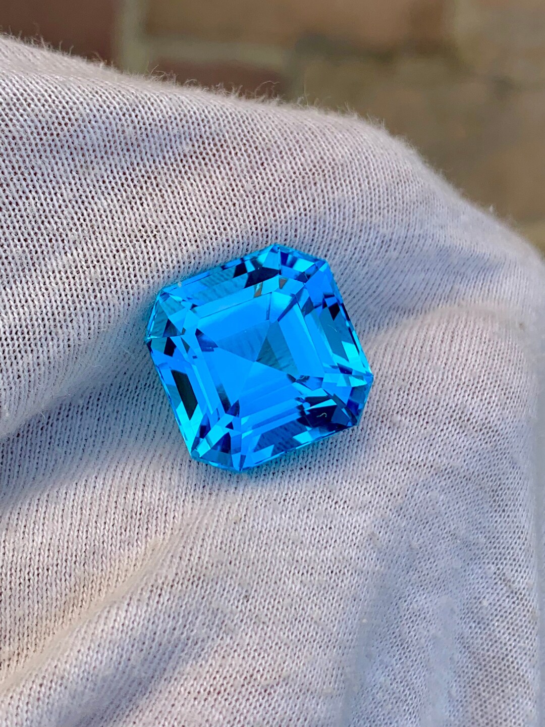 Natural Swiss Electric Blue Topaz Square/asscher Shape Gemstone , Blue ...