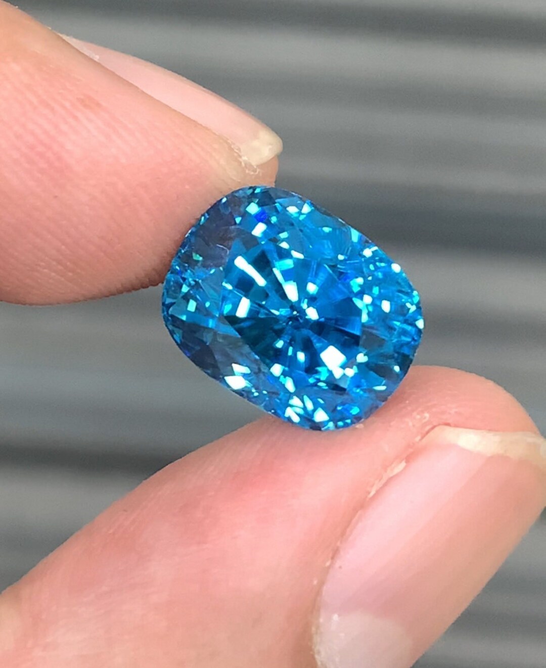 Natural Blue Zircon Gemstone, Perfect Cushion Brilliant Cut Full of ...