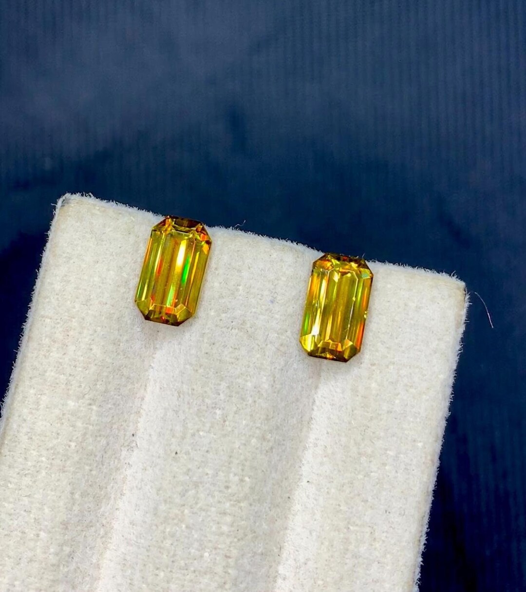 Emerald Cut Pair Titanite Natural Chrome Sphene Loose Gemstone, Perfect ...