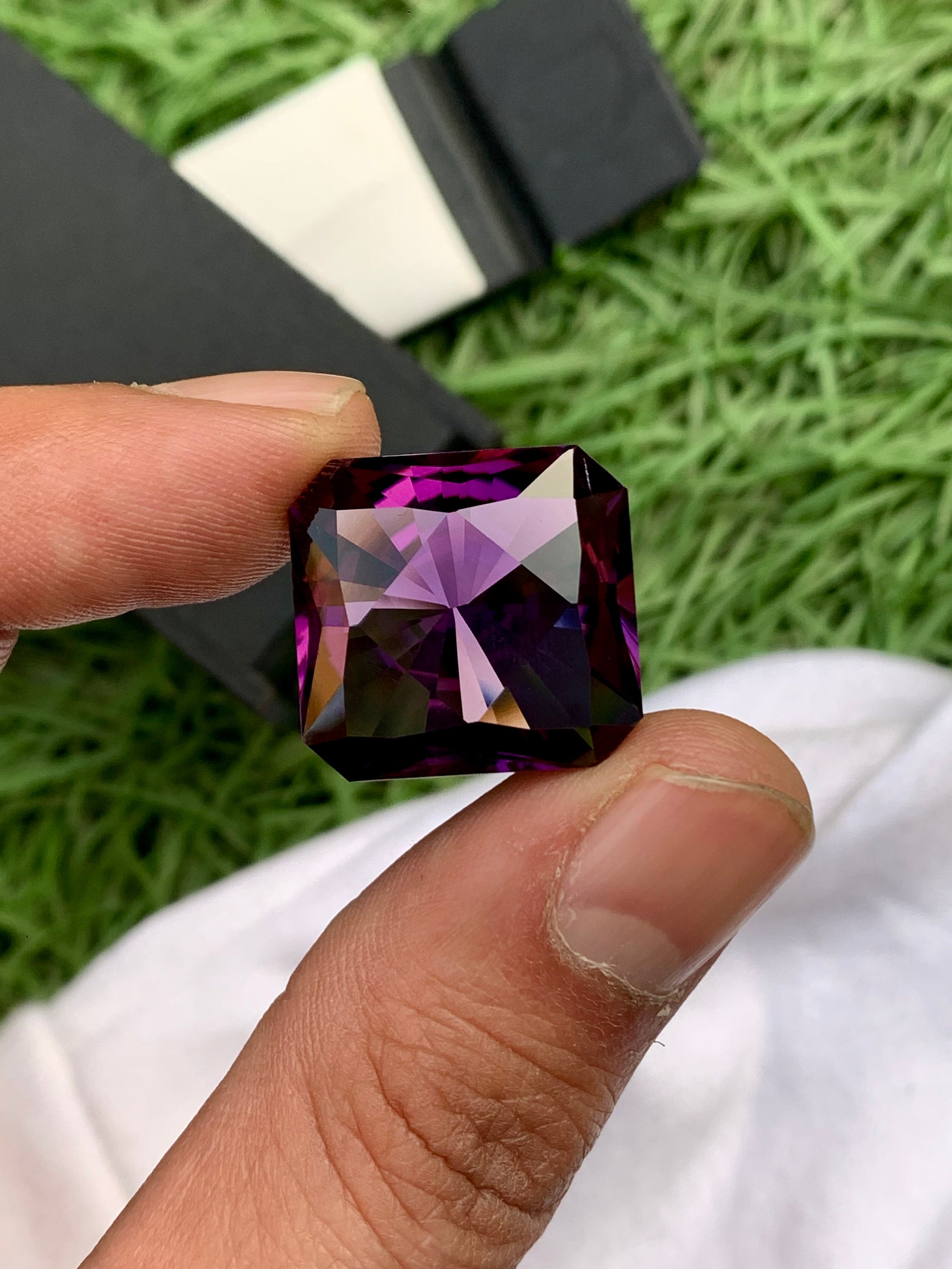 Square Cut Amethyst Loose Gemstone , Natural Amethyst Fancy Cut Stone ...