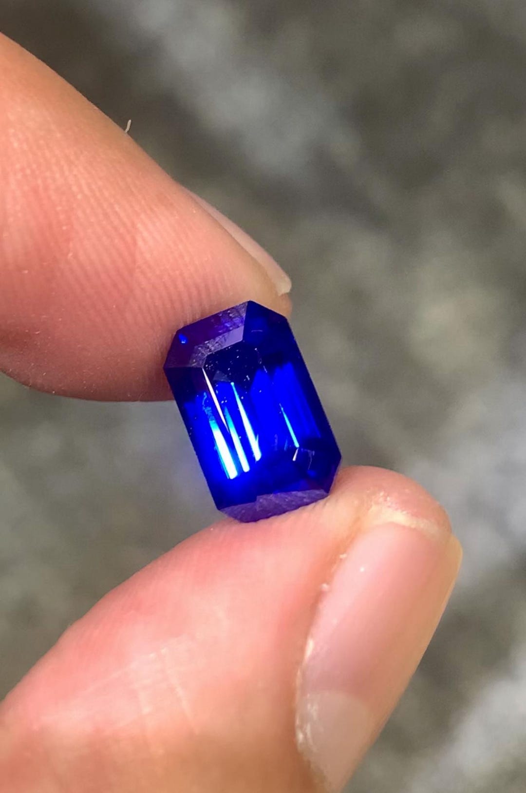 GRS Royal Blue Sapphire Gemstone: 6.07 Carats Emerald Cut, Heated - Etsy