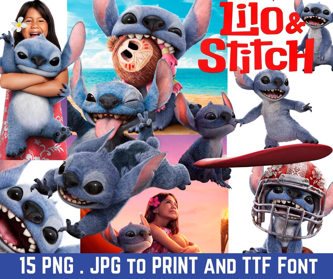 Lilo and Stitch Character Pack JPG, New Stitch Movie PNG, Stitch Clip ...