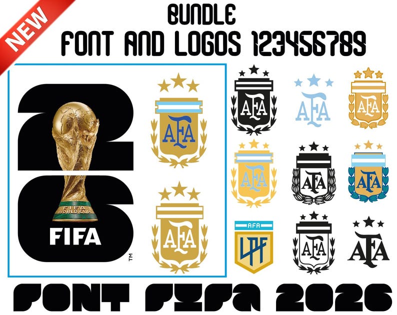 Bundle AFA Argentina & 2026 World Cup Logo and Fonts for Vinyl (PDF ...