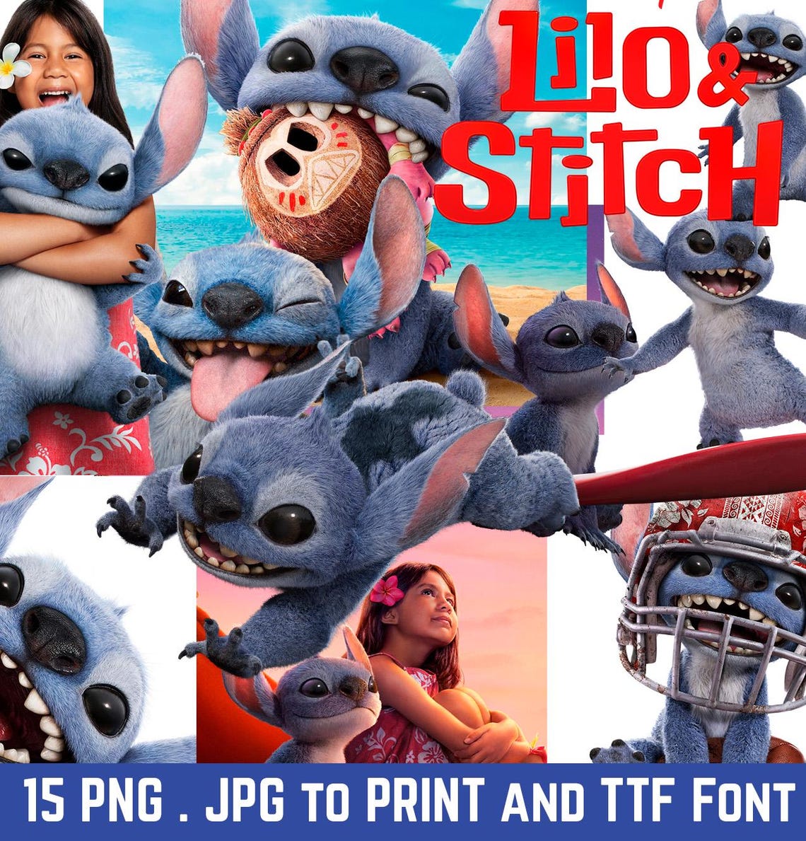 Lilo and Stitch Character Pack JPG, New Stitch Movie PNG, Stitch Clip ...