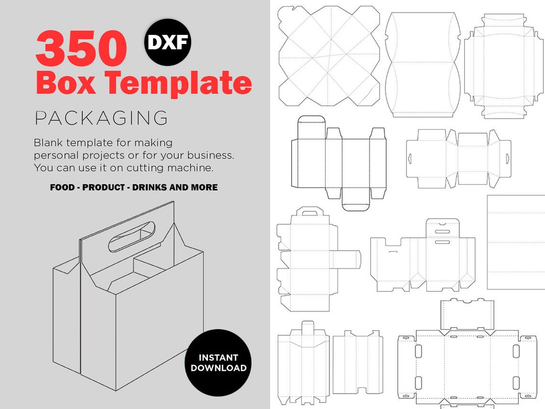 Box Template DXF Vector Files , Bundle, Lunch Box , Pillow Pack ...