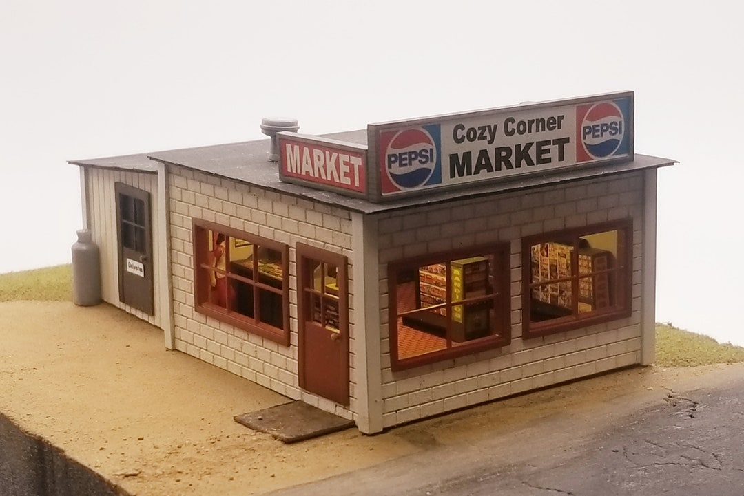 Corner Market Structure With Interior Details Kit HO Scale 1/87 - Etsy