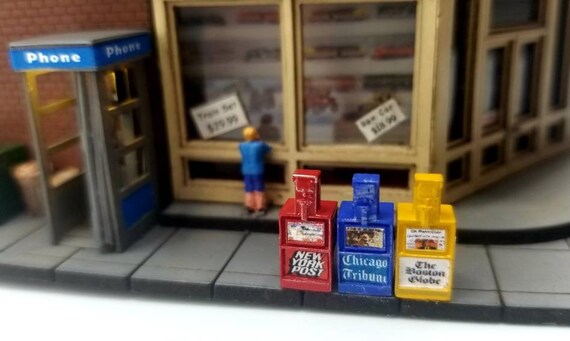 3pk Newspaper Vending Machine Kit HO Scale 1/87 - Etsy
