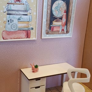 Miniature Desk With a Cabinet With Drawers, Scale 1:12, Miniatures of ...