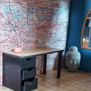 Miniature Desk With a Cabinet With Drawers, Scale 1:12, Miniatures of ...