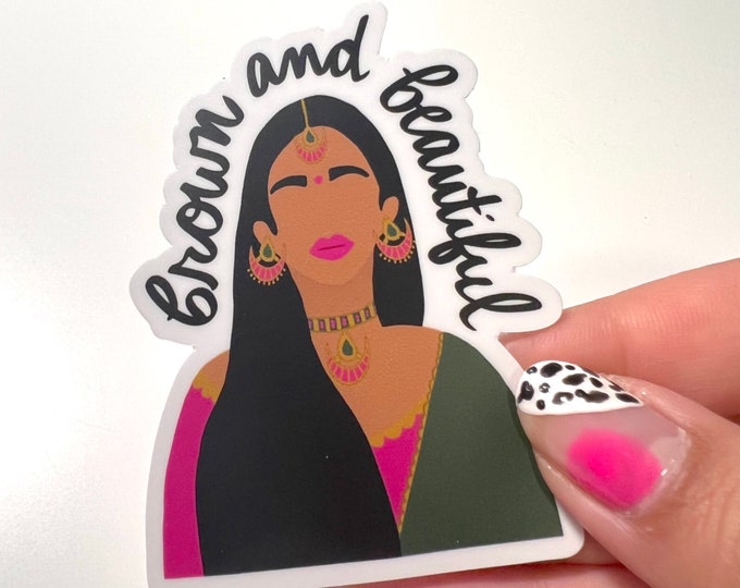 Brown and Beautiful Sticker, Desi Gift, Waterproof Decal Laptop Sticker ...