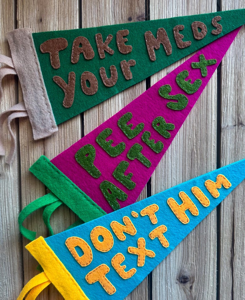 Mini Pennants - Hand Embroidery on Felt - Etsy