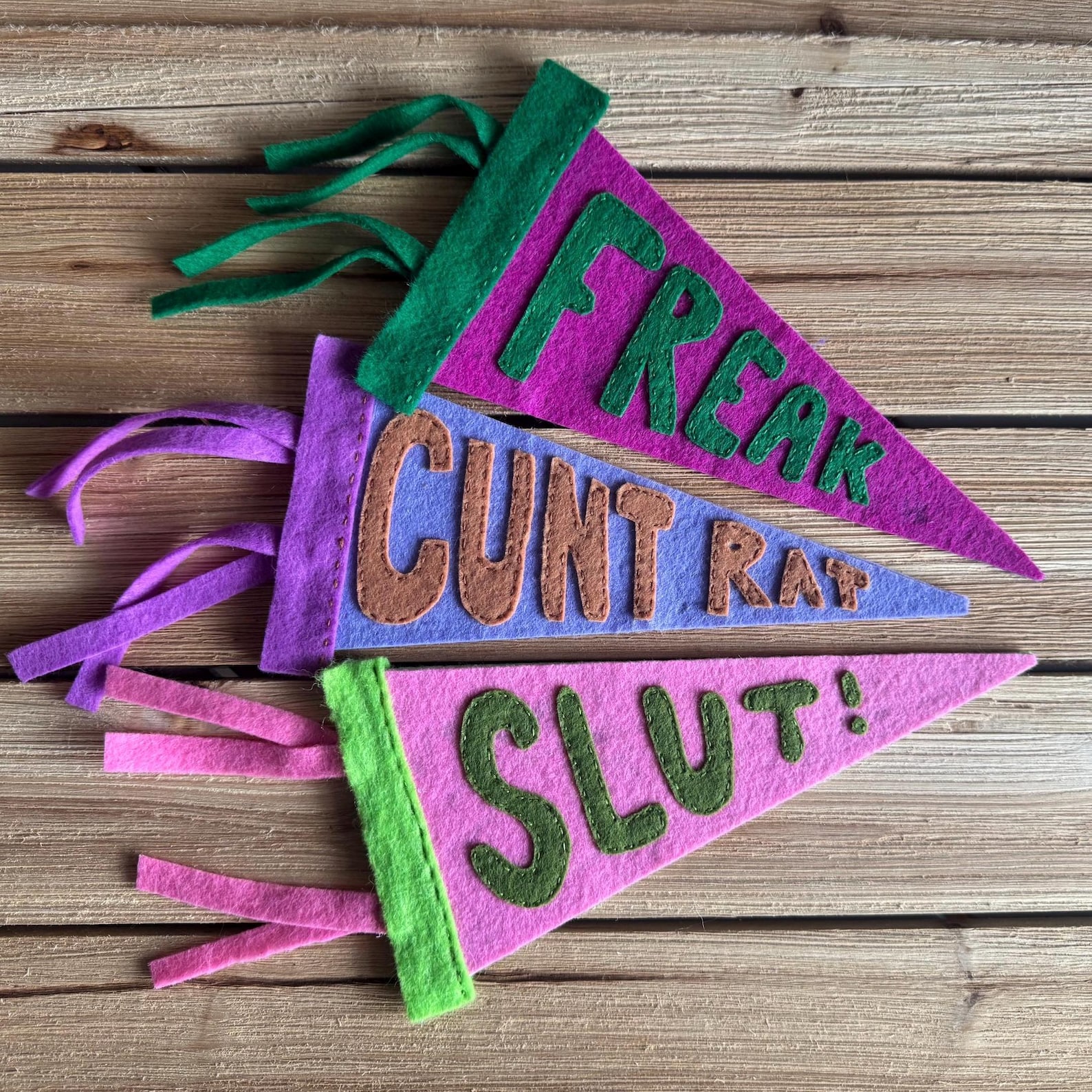 Mini Pennants - Hand Embroidery on Felt - Etsy