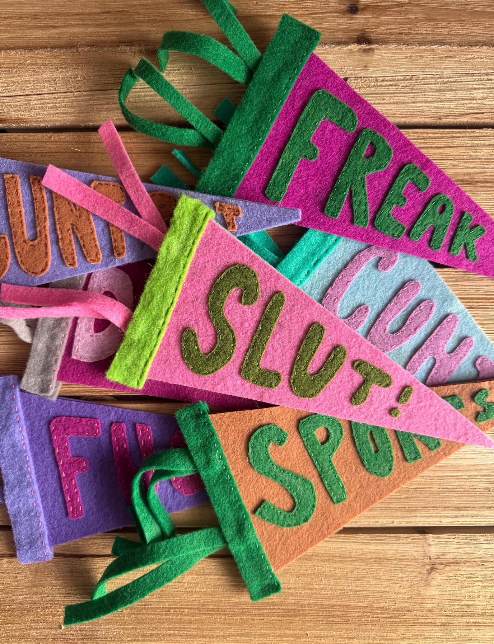 Mini Pennants - Hand Embroidery on Felt - Etsy