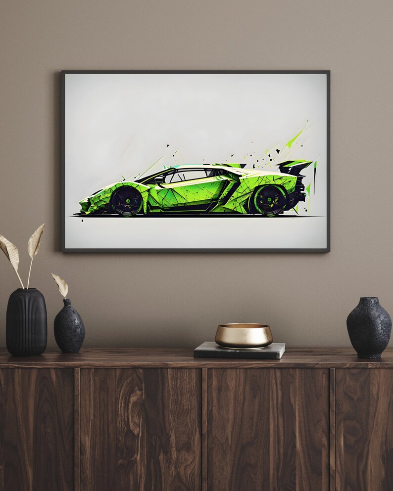 Lamborgini Veneno - Green - Pixel Art Print - Wall Art - Poster - Etsy
