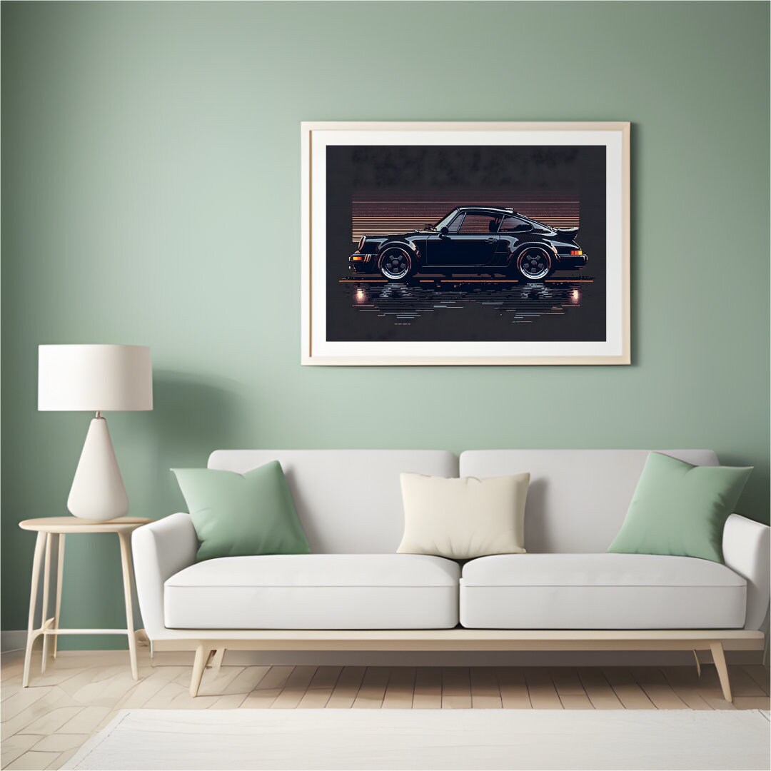 Porsche 911 - Black - Pixel Art Print - Wall Art - Poster - Etsy