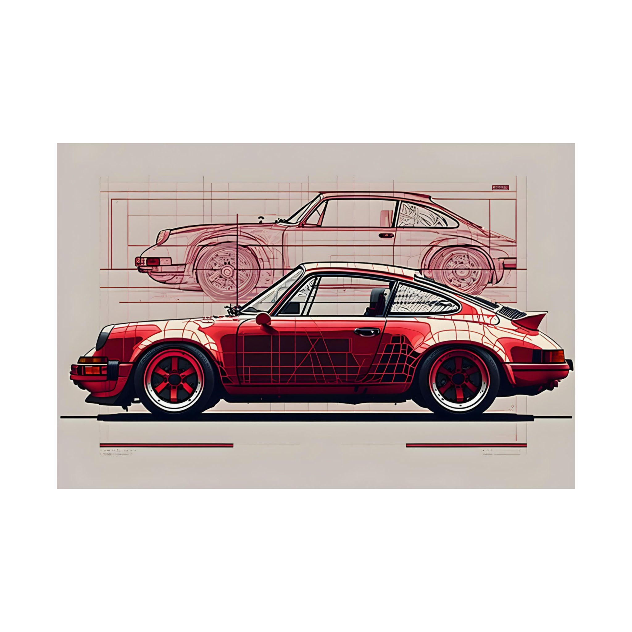 Porsche 911 Red Skech Pixel Art Print Wall Art Poster - Etsy