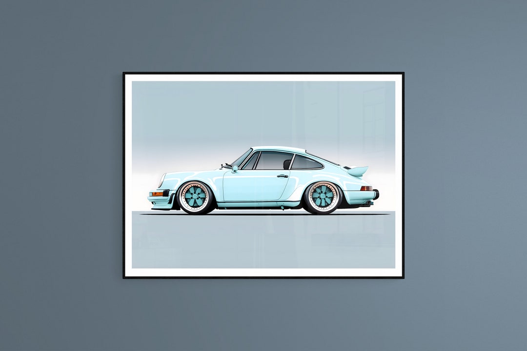 Porsche 911 Baby Blue Pixel Art Print Wall Art Poster - Etsy