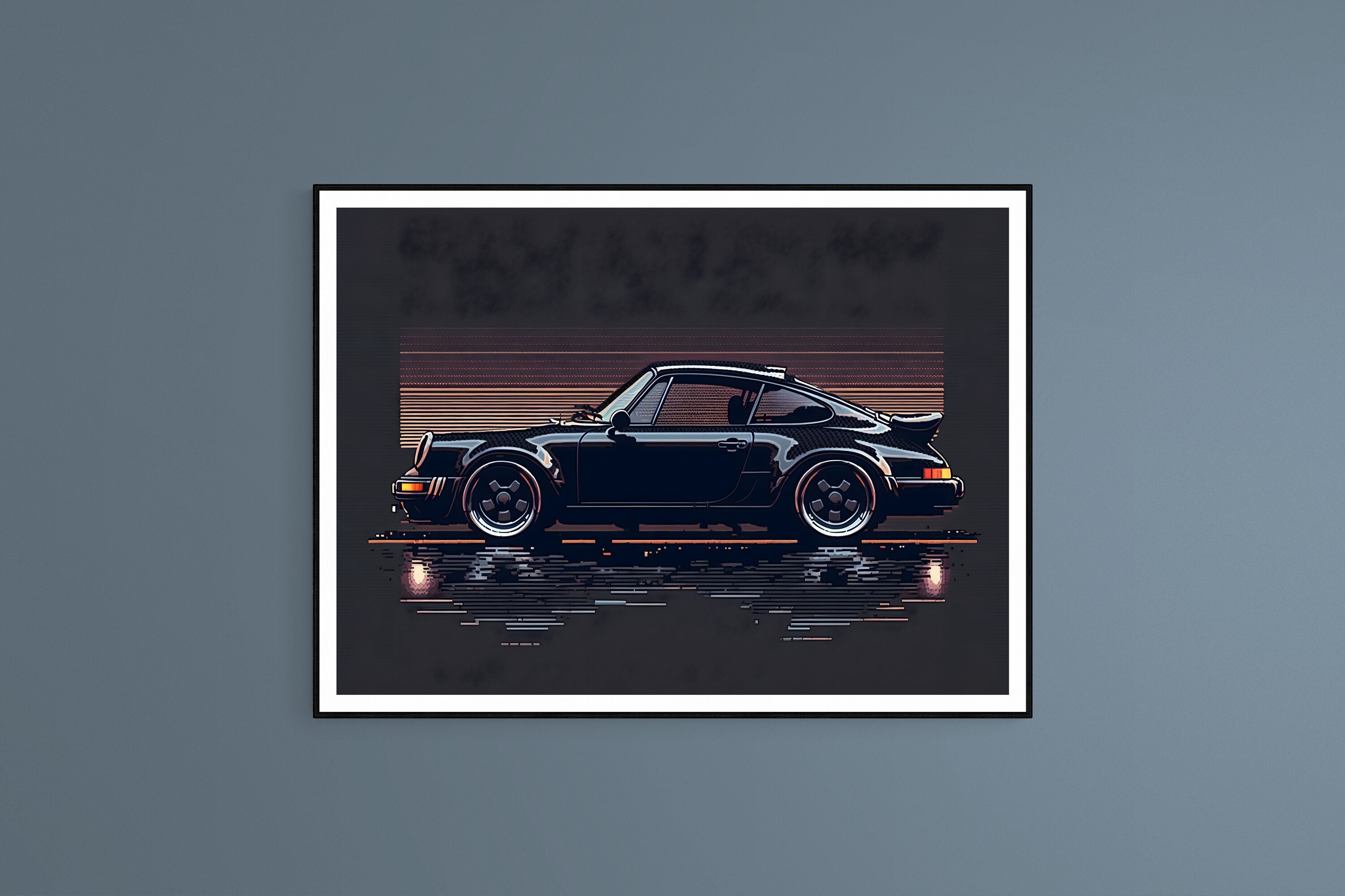 Porsche 911 - Black - Pixel Art Print - Wall Art - Poster - Etsy