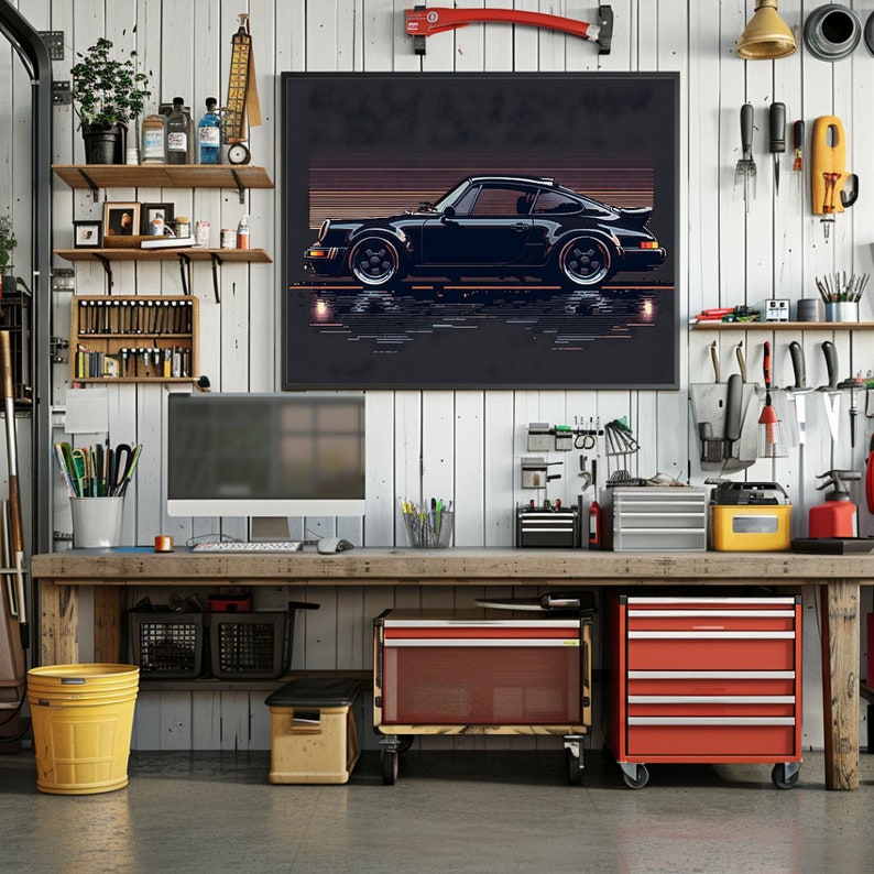Porsche 911 - Black - Pixel Art Print - Wall Art - Poster - Etsy