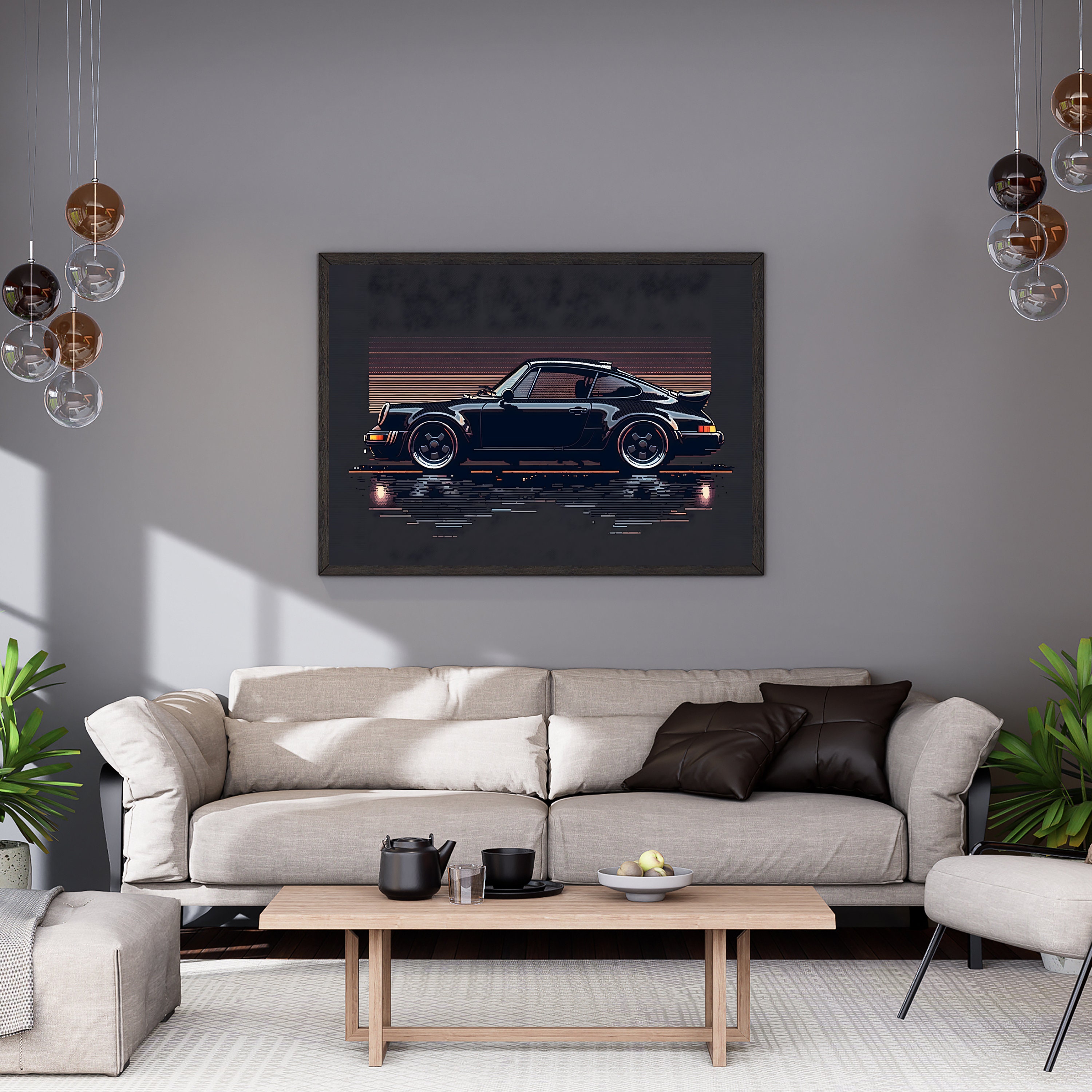 Porsche 911 - Black - Pixel Art Print - Wall Art - Poster - Etsy