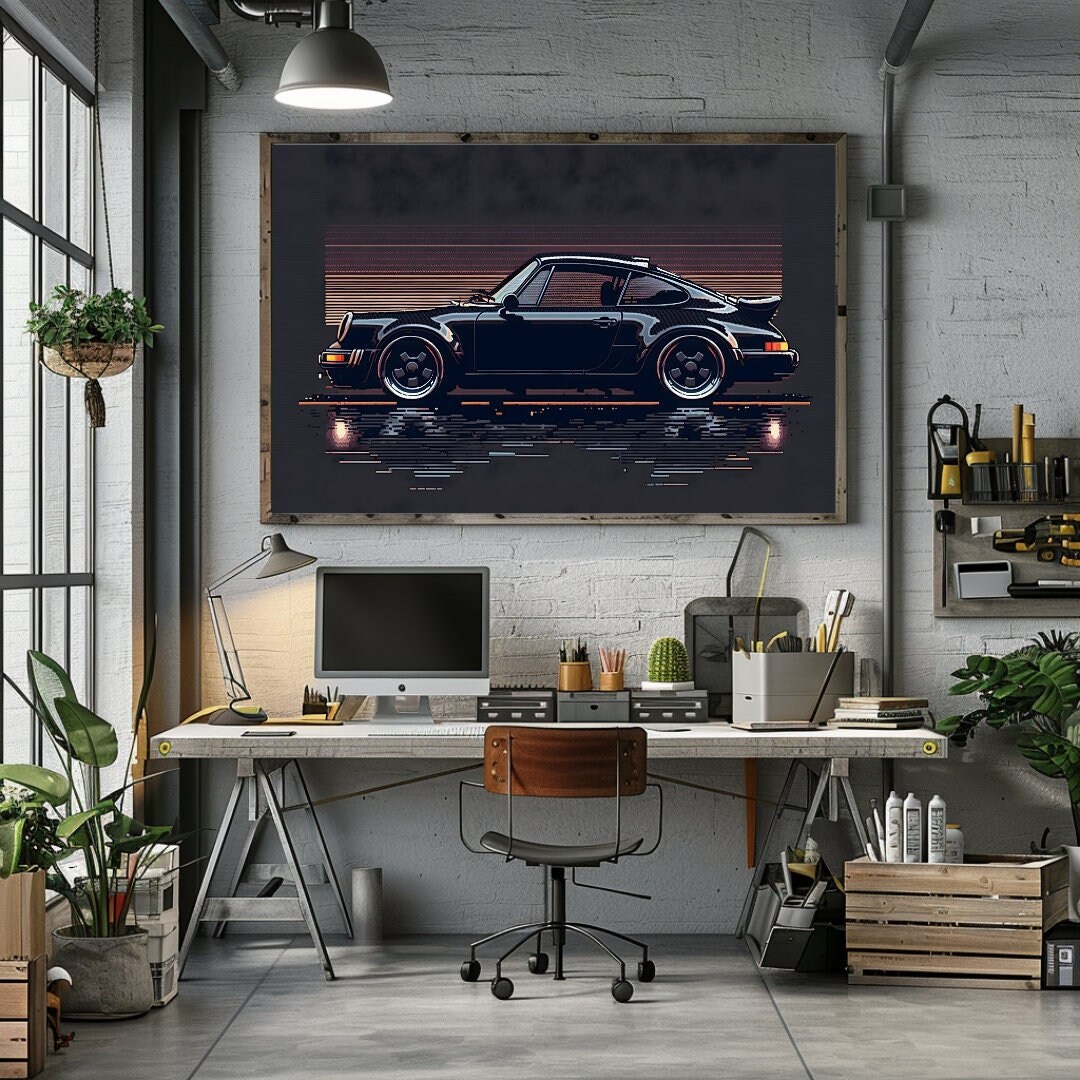 Porsche 911 - Black - Pixel Art Print - Wall Art - Poster - Etsy