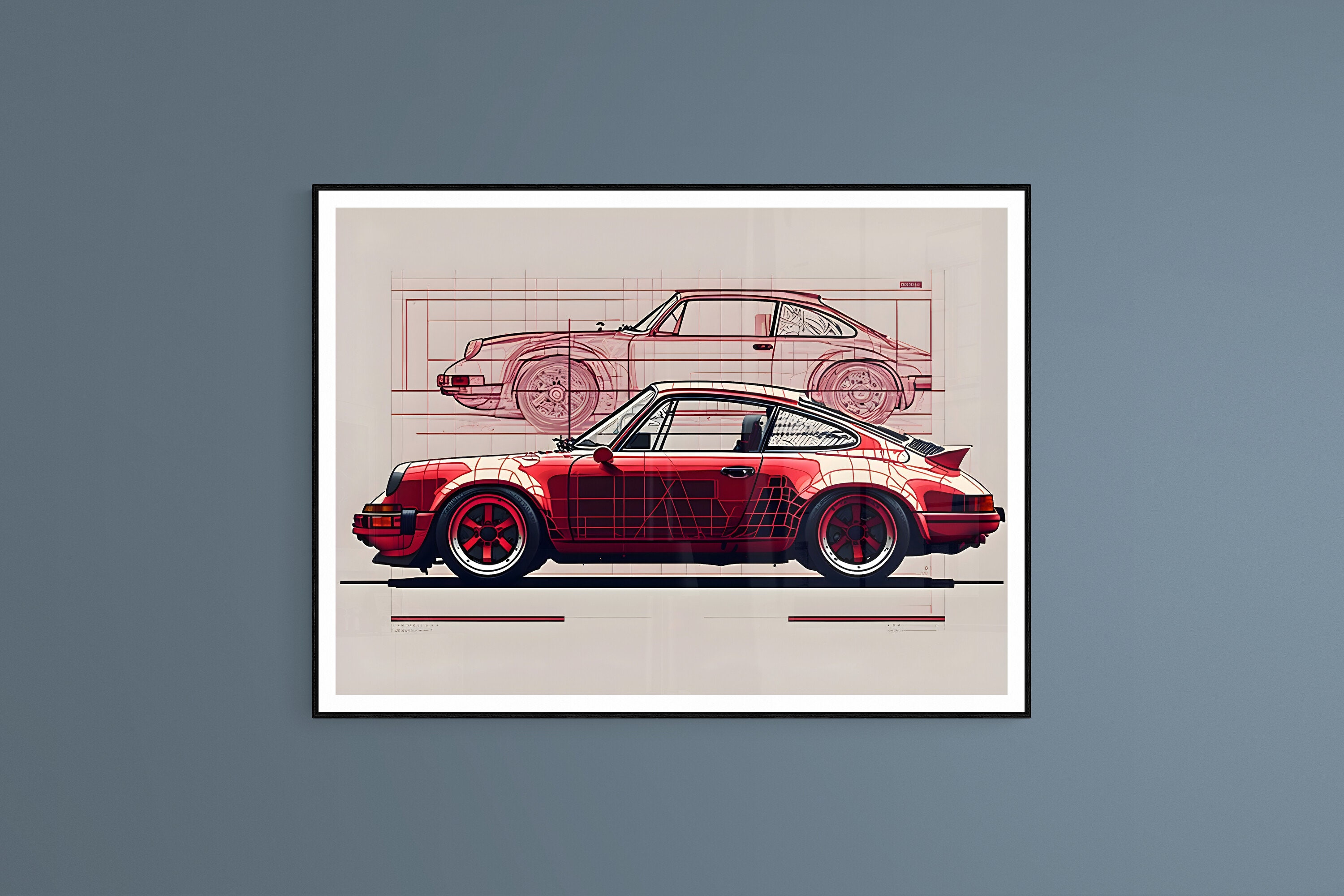 Porsche 911 - Red - Sketch - Pixel Art Print - Wall Art - Poster - Etsy