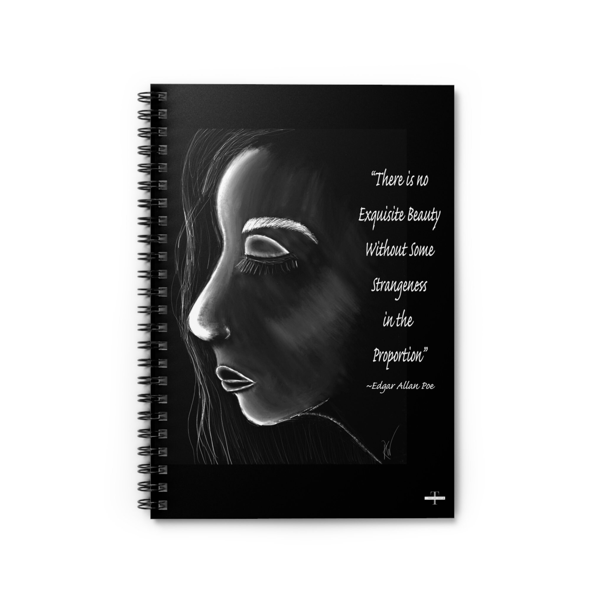 Female Line Sketch Drawing Notebook Original Art With Quote by Edgar ...