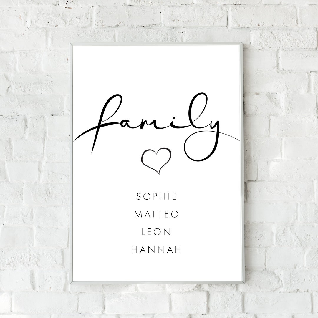 Personalized Poster Family Family Poster Art Print With Names Home Gift ...
