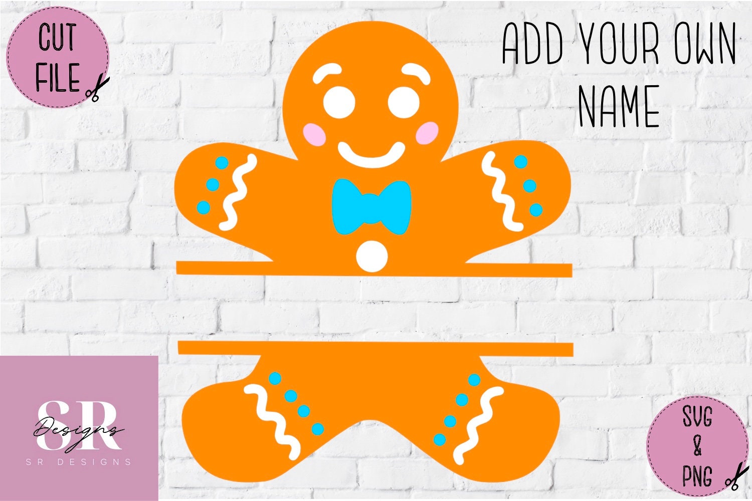 SVG: Gingerbread Split Monogram Svg. Gingerbread Man Svg. Christmas Eve ...