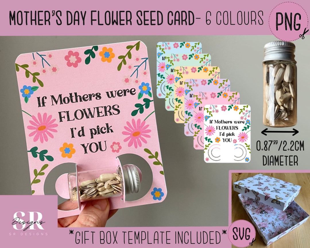 PNG: Mothers Day Flower Seed Card Bundle. Print Then Cut. Seed Holder ...